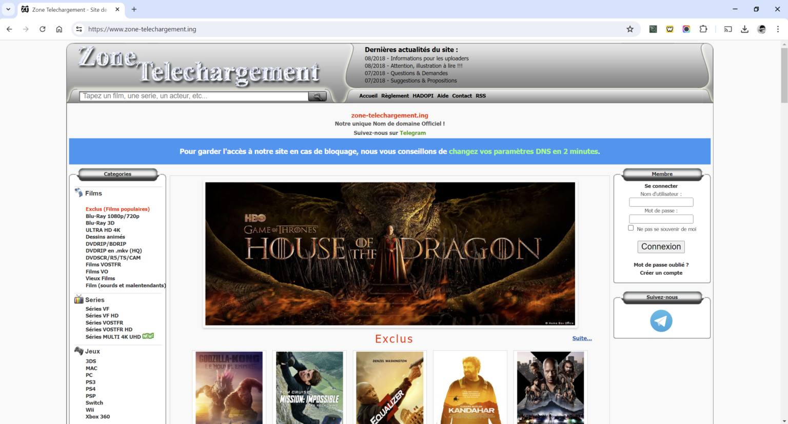 Zone Telechargement ne fonctionne plus ? Voici la nouvelle adresse septembre 2024 : zone ...